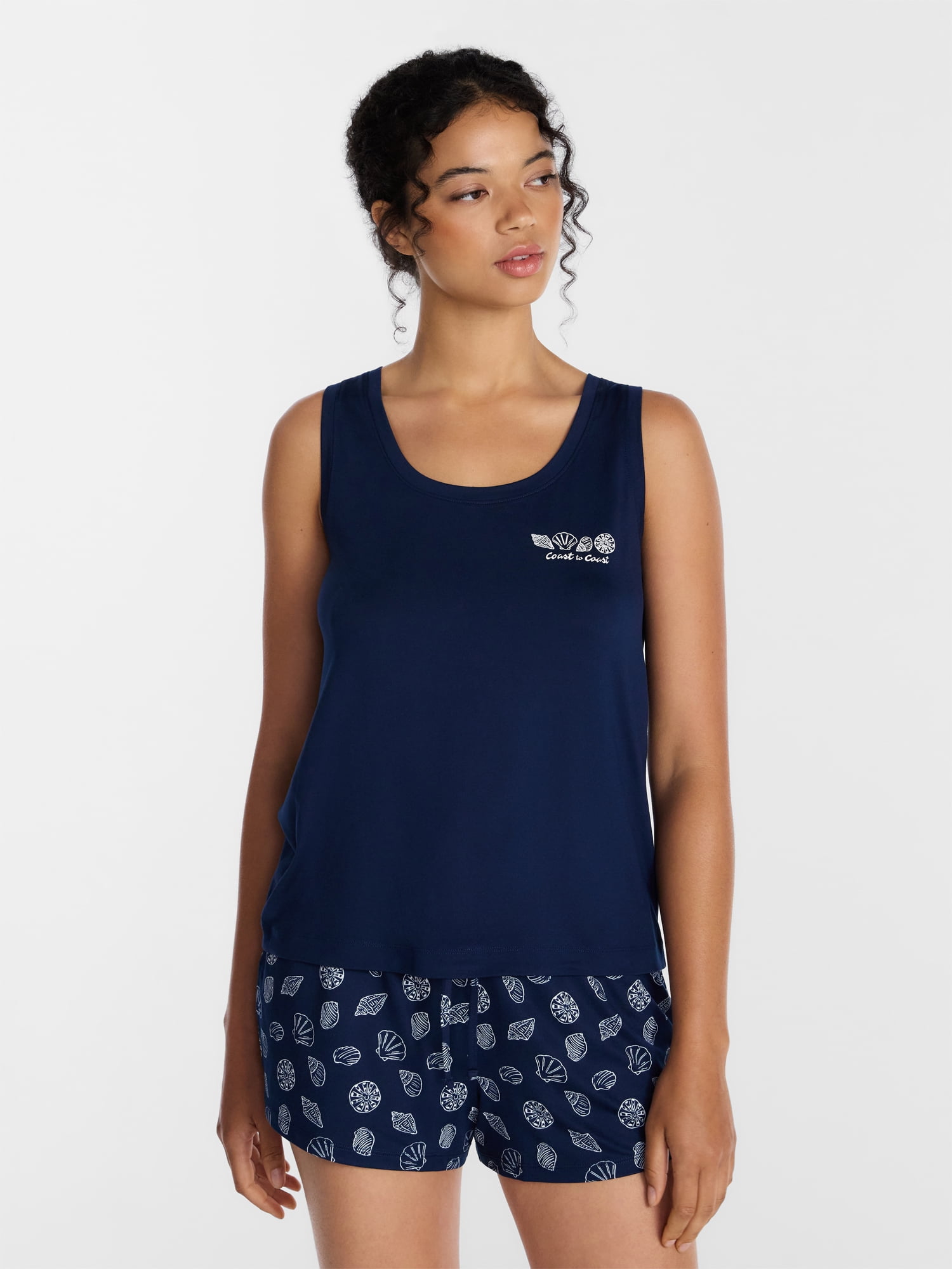 Joyspun Women's Tank Top and Shorts Pajama Set, 2-Piece, Sizes XS-3X ...