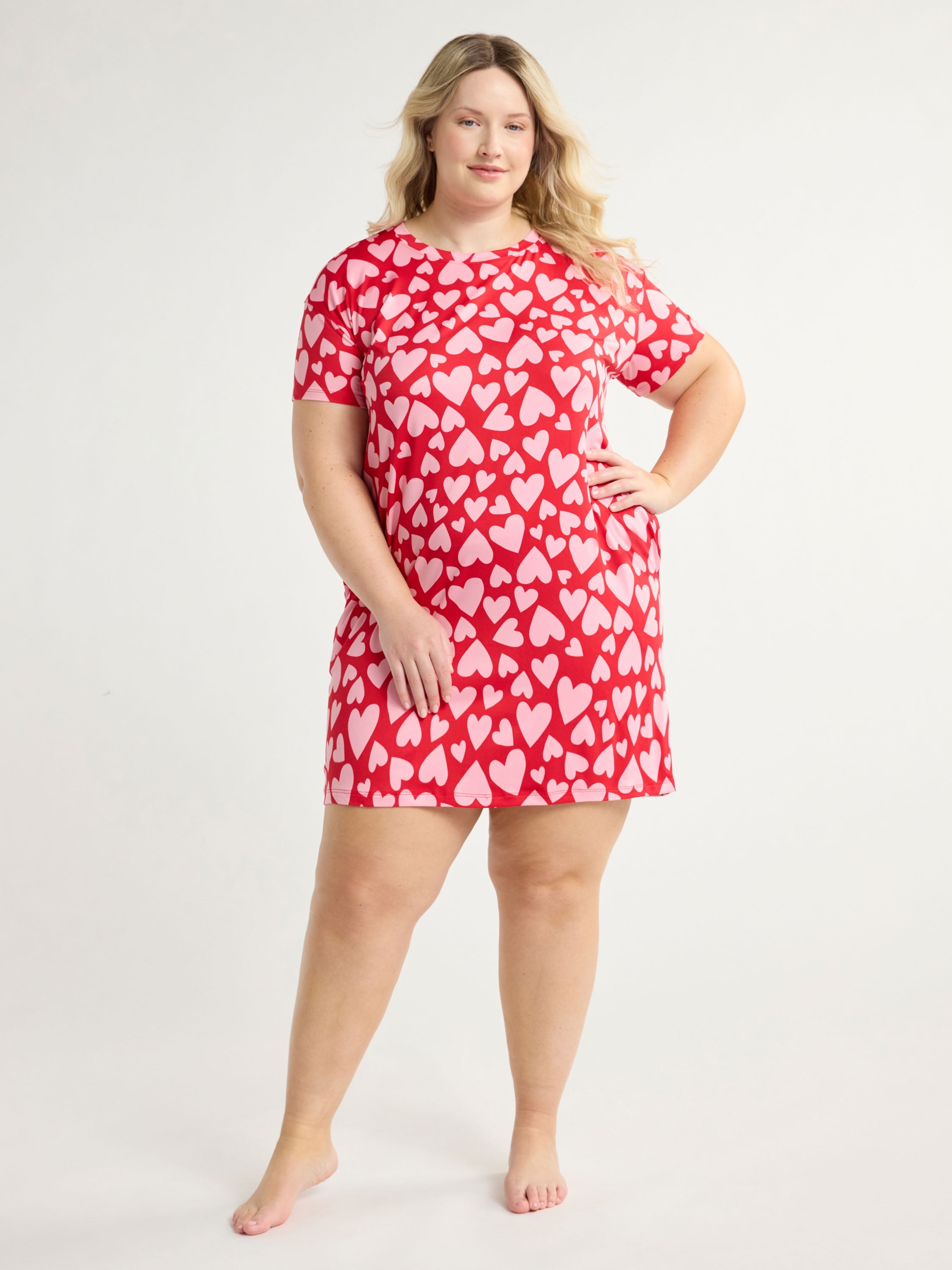 Joyspun Women's Sleepshirt with Short Sleeves, Sizes S/M to 2X/3X ...