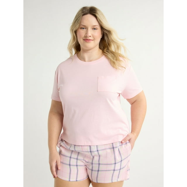 Joyspun Women's and Women’s Plus Sleep Easy Tee with Short Sleeves ...