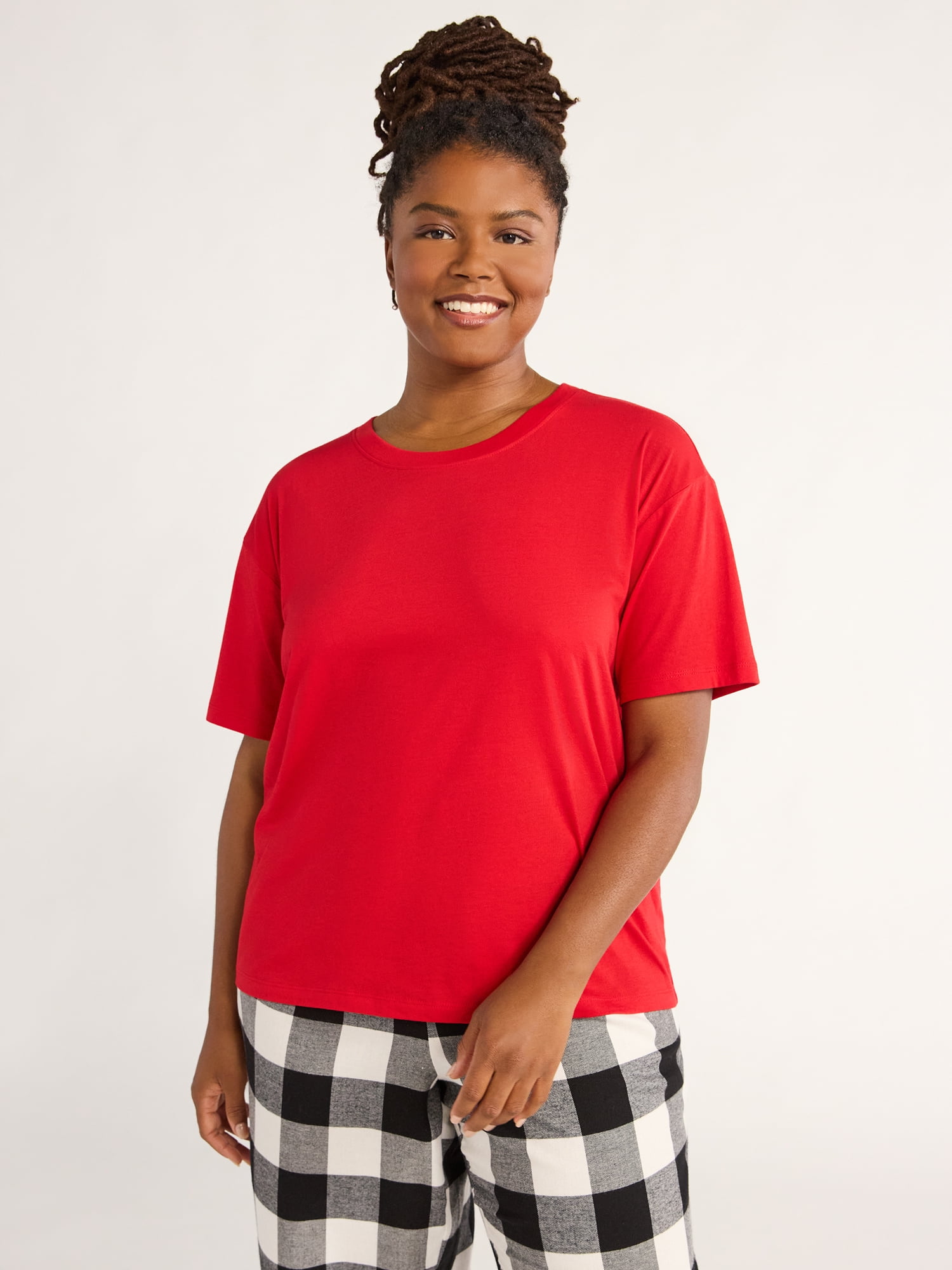 Joyspun Women’s Sleep Tee with Short Sleeves, Sizes XS-3X - Walmart.com