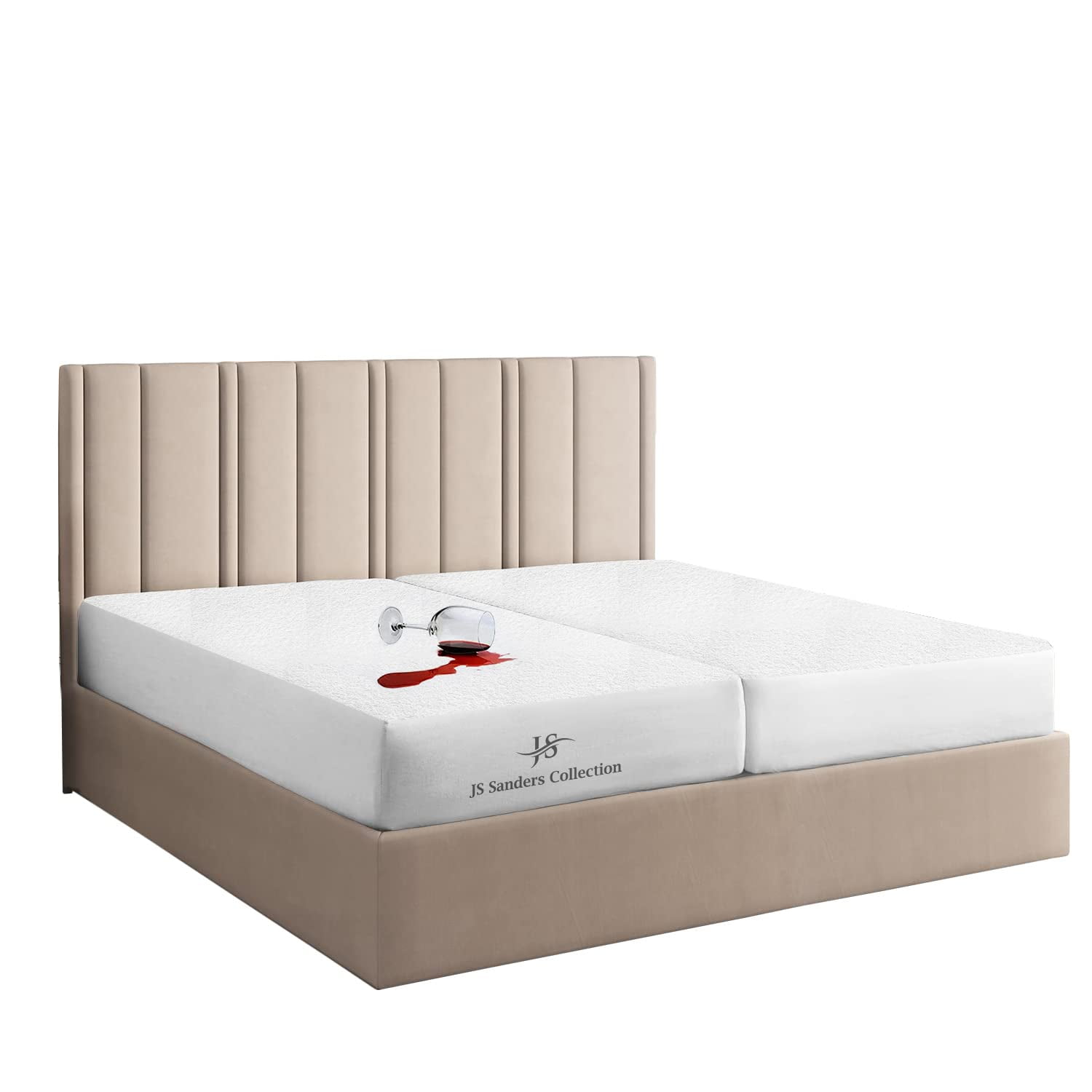 JS Sanders Mattress Protector Waterproof Fitted Sheet Style Split Beds ...