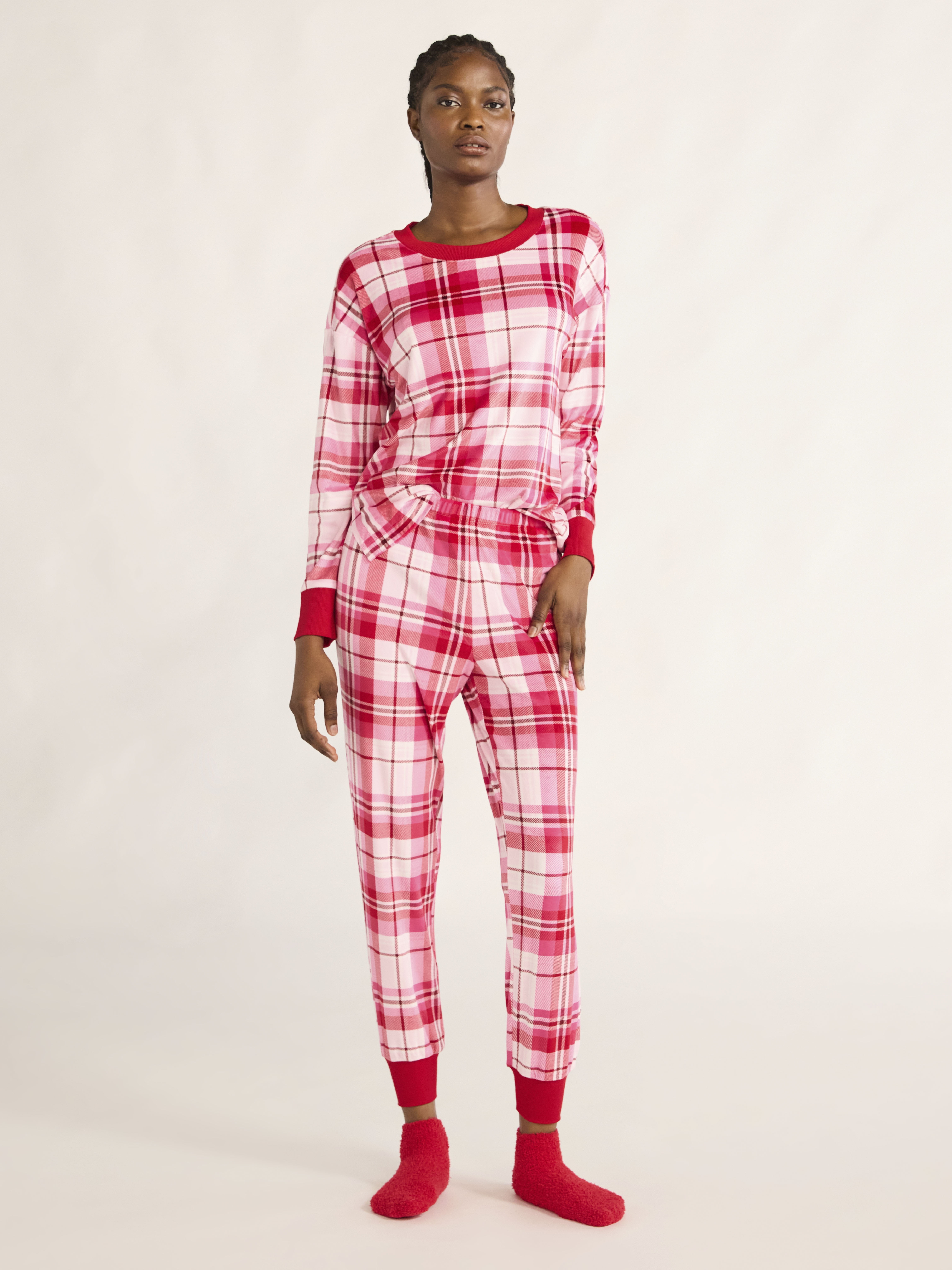 Joyspun Women's Stretch Velour Pajama Set with Socks, 3-Piece, Sizes XS ...