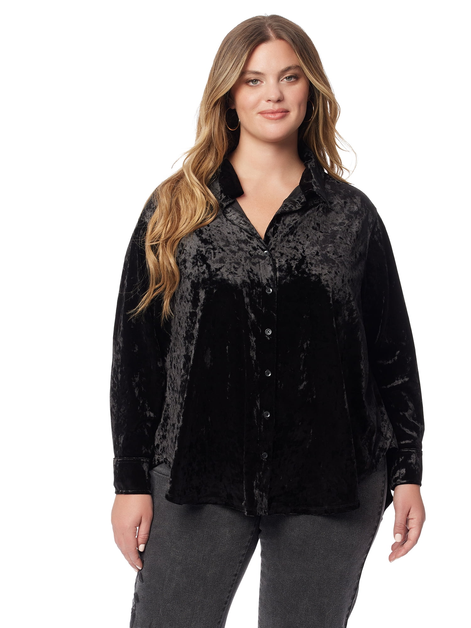 Jessica Simpson women's Romy Velvet Shacket Long Sleeve Shirt - Walmart.com