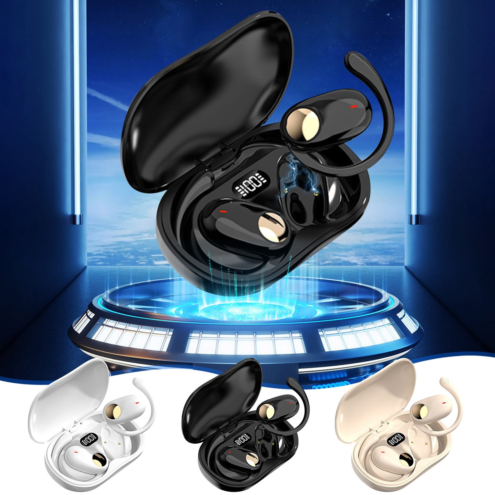 JS911 Wireless Bluetooth Earphones with Rotatable Ear Hook, 16H ...