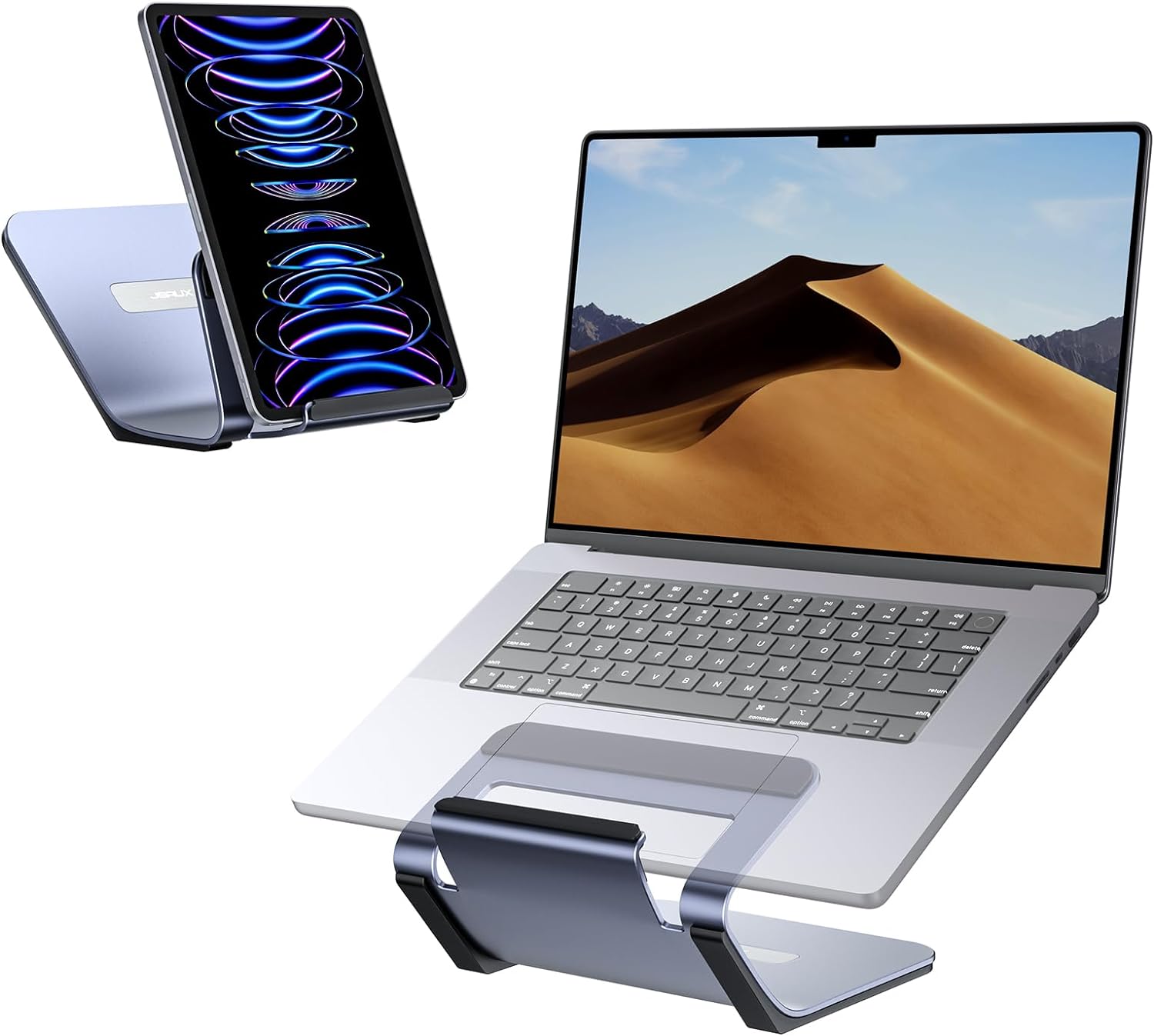 JSAUX Laptop Stand for Desk, Aluminum 2 in 1 Computer Riser and Tablet ...