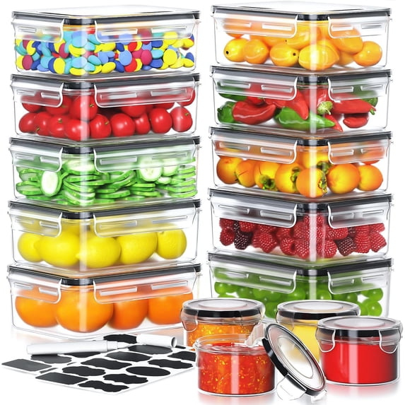JSCARES 28 Pcs Large Food Storage Bowls, Airtight Containers with ...