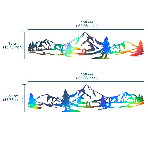 JSCARLIFE Mountain Range Car Decals, Practical Laser Car Body Graphics ...