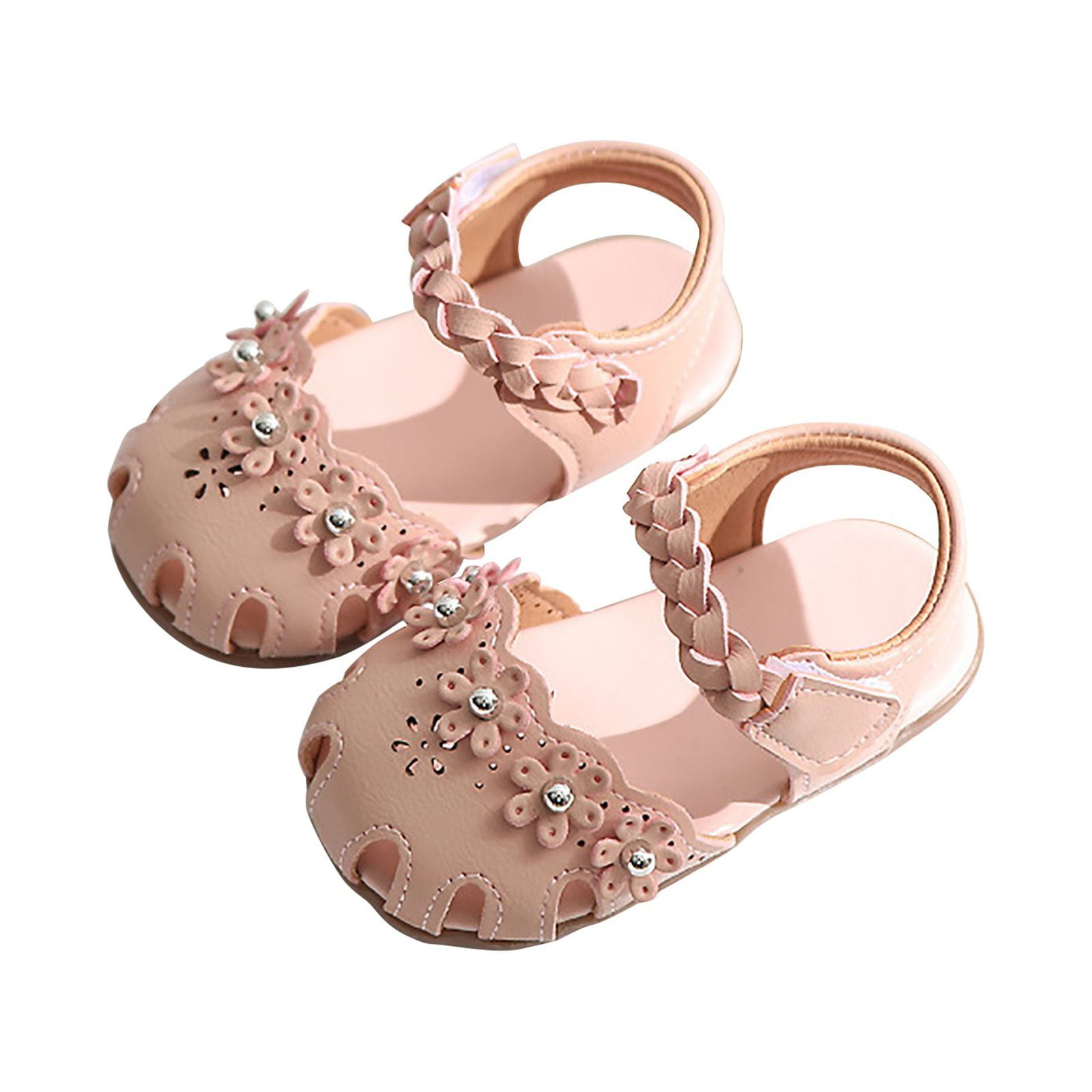 JSCDRPDWL Toddler Girl Sandal Girls Soft Little Girls Princess Shoes Closed Toe Princess Flat ...