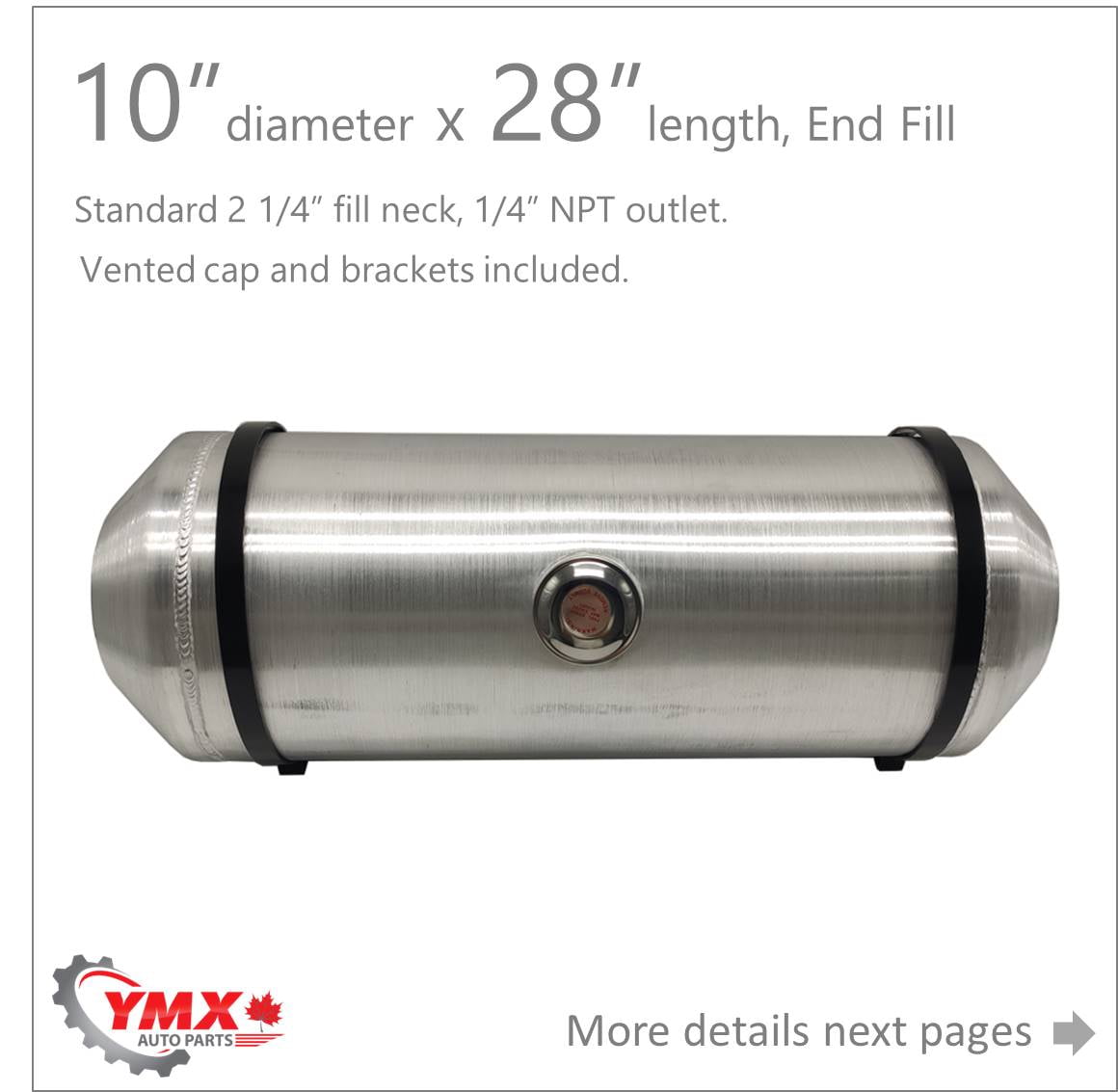 JSD AUTO PARTS Outlet 10x28 Gas Fuel Tank Spun Aluminum 9.5 Gallon ...