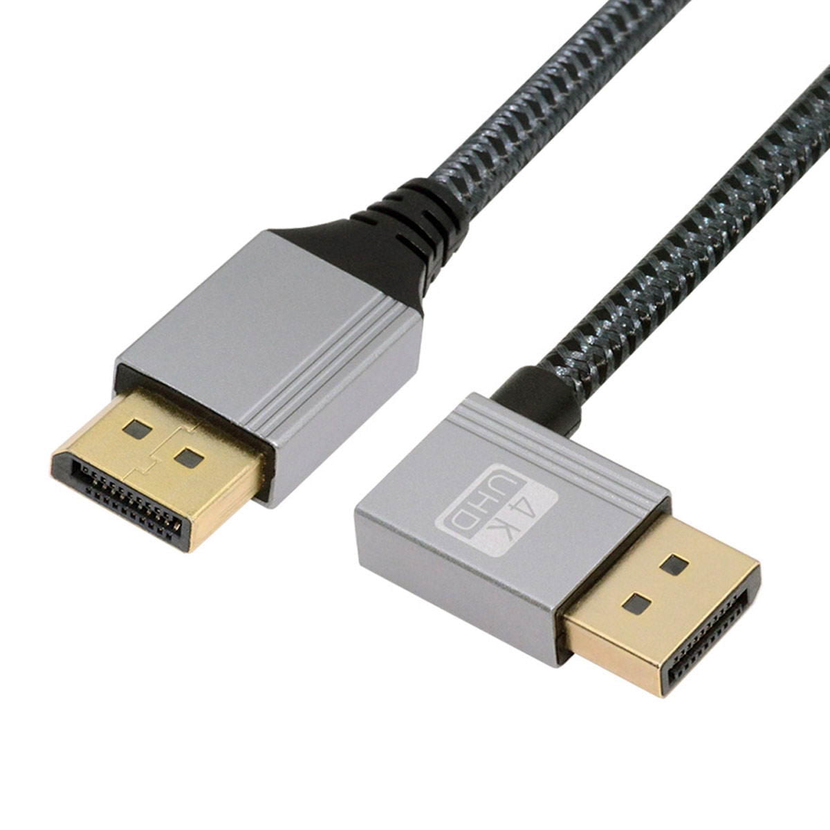 JSER 100cm Left Angled DisplayPort DP to DP Cable 4K 60hz Cable Silver ...