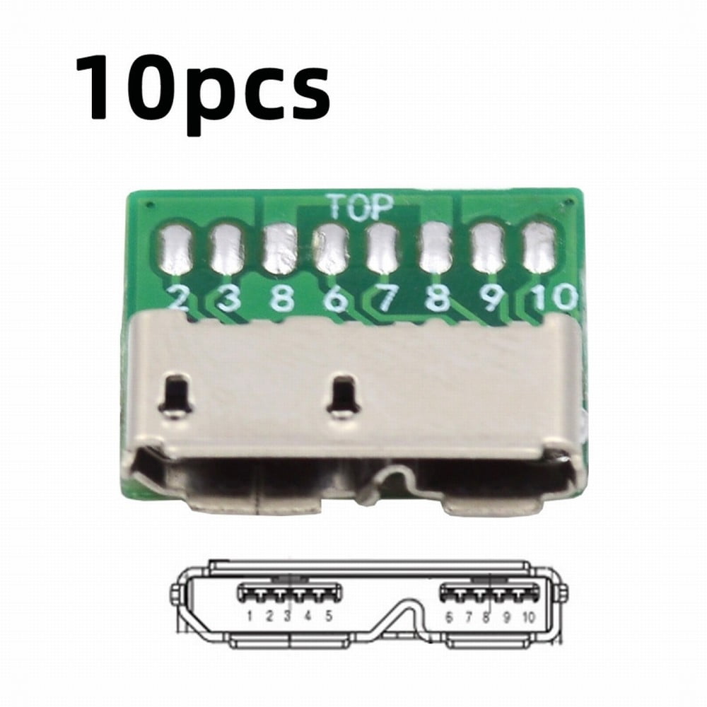 JSER 10pcs Micro USB 3.0 10pin Female Socket Receptacle Board Mount SMT ...