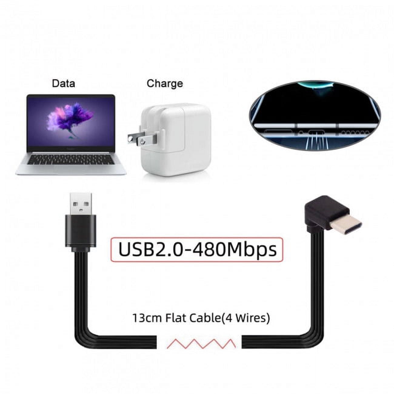 JSER 13cm USB 2.0 Type-A Male to USB-C Type-C Up Down Angled 90 Degree ...