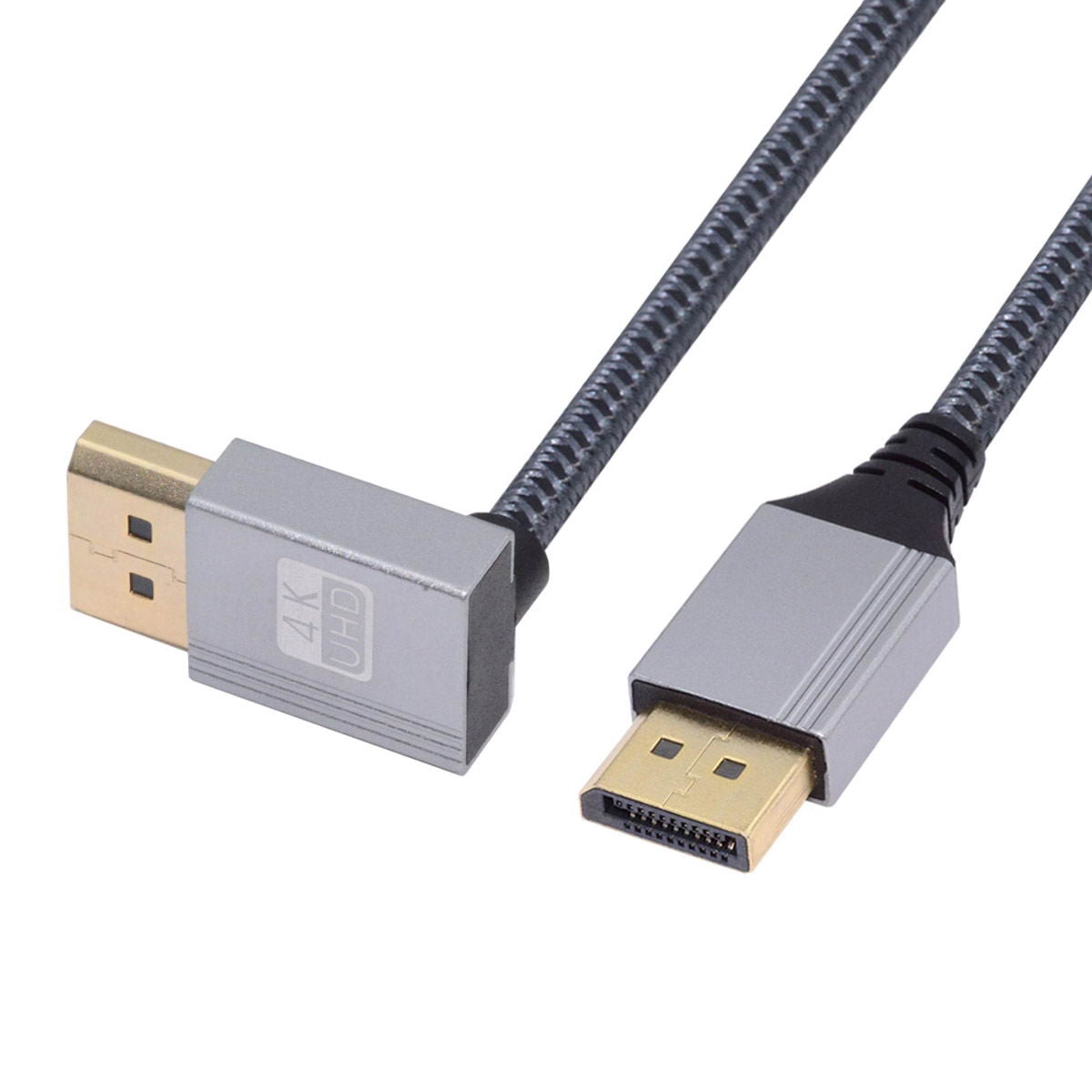 JSER 200cm Up Angled DisplayPort DP to DP Cable 4K 60hz Cable Silver ...