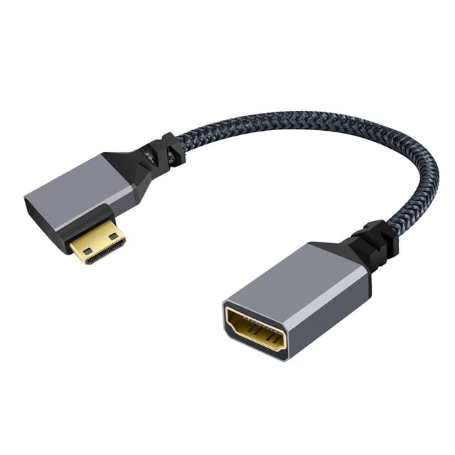 JSER 4K Type-C MINI HDMI 1.4 Male 90 Degree Left Angled to HDMI Female ...