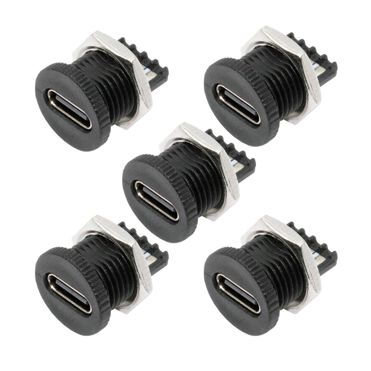 JSER 5pcs/set DIY OEM Type C Female Socket Connector to 6Pin PCBA Pinout Scew Nut Mount Type DC ...