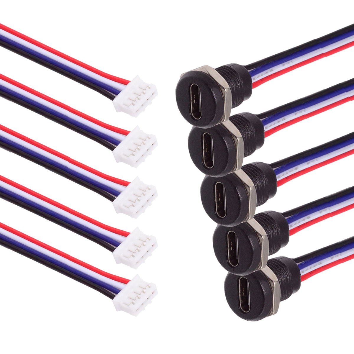 JSER 5pcs/set DIY OEM Type C Female Socket to 4Pin Header Cable Pitch=2 ...