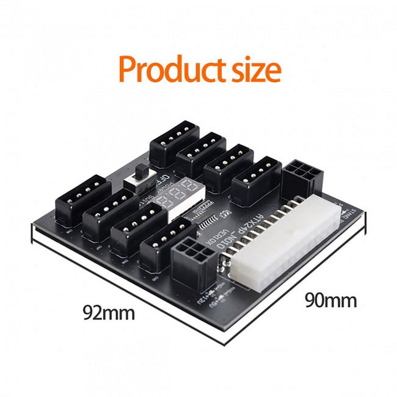 JSER ATX PSU Server Power Board 24Pin to IDE 8x 4Pin +2x 6Pin Power ...