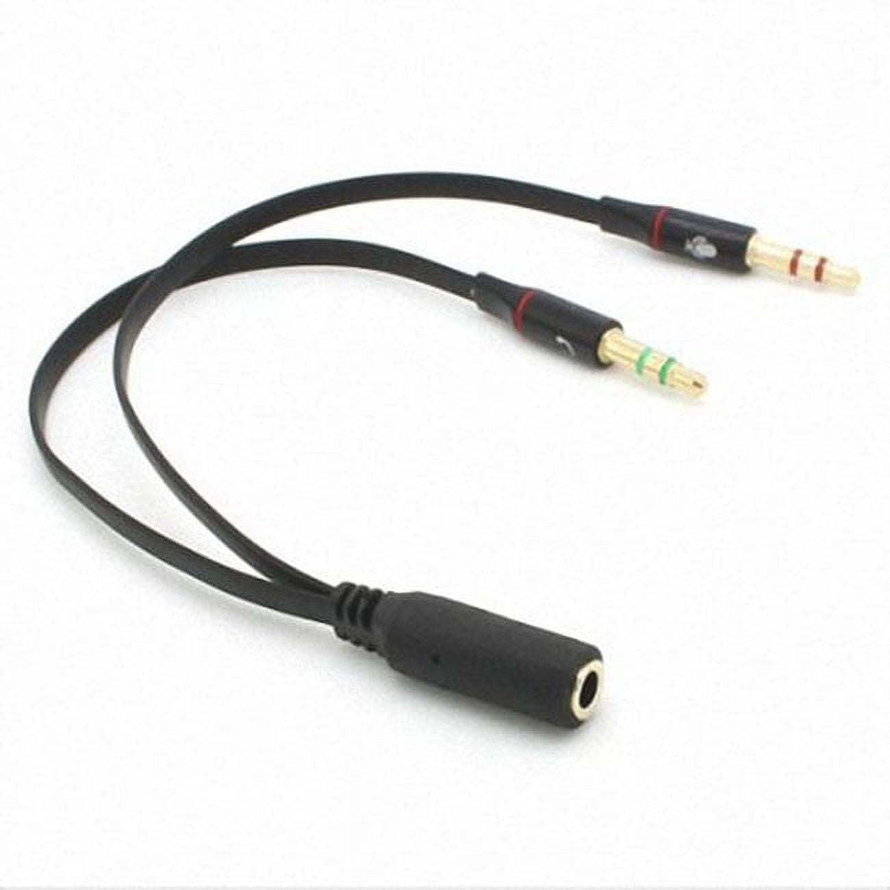 JSER Black Dual 3.5mm Male to Single Female Headphone Microphone Audio ...