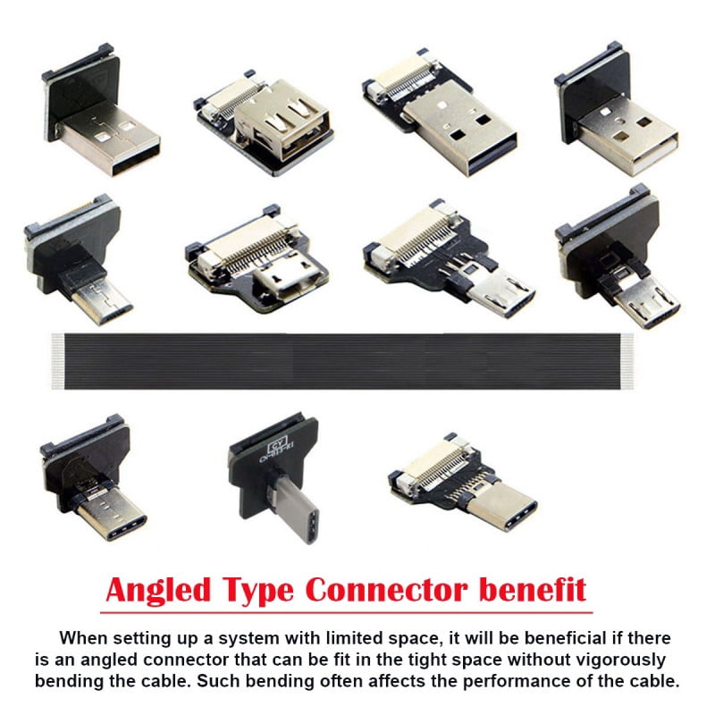 JSER CYFPVUSB Type-C USB-C USB2.0 Male Left Right Angled 90 Degree ...