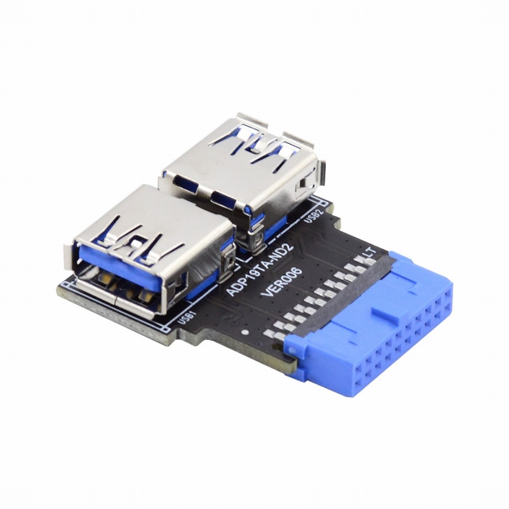 JSER Dual USB 3.0 A Type Female to Motherboard 20/19 Pin Box Header ...
