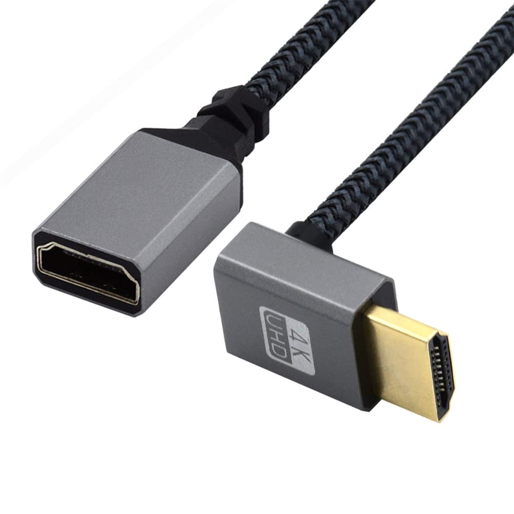 JSER HDMI 1.4 Type A Male to A Female Extension Cable Down Angled 90 ...