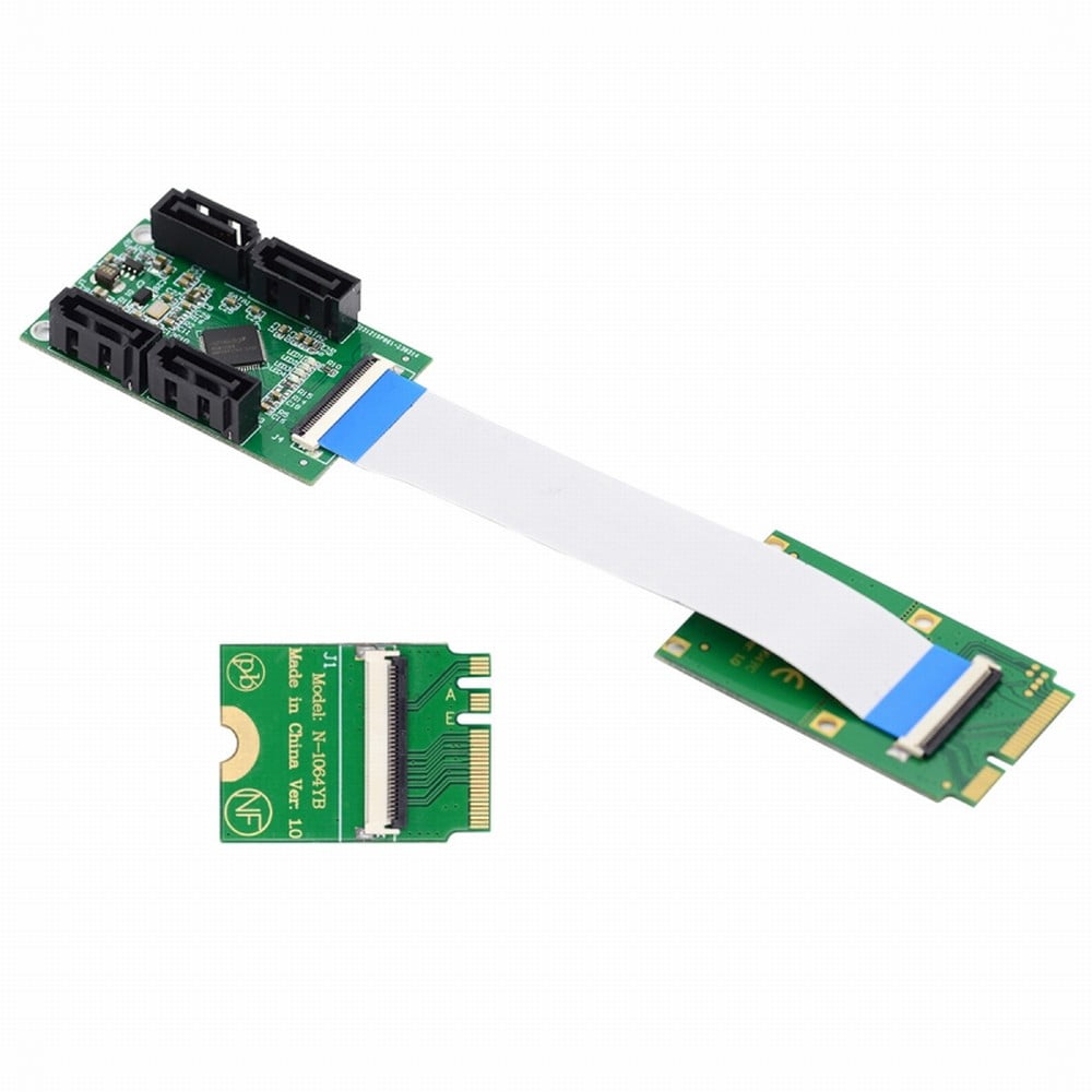 JSER Mini PCI-E PCI Express & NGFF A+E Key to SATA 3.0 Four Ports ...