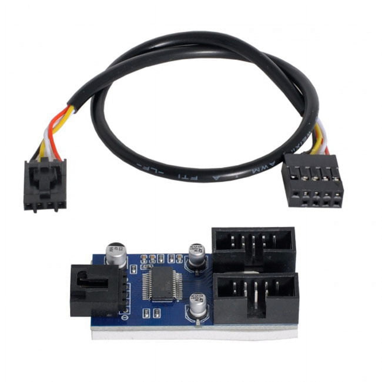 JSER Motherboard 9pin USB 2.0 Header 1 to 2 Female Extension Cable HUB ...