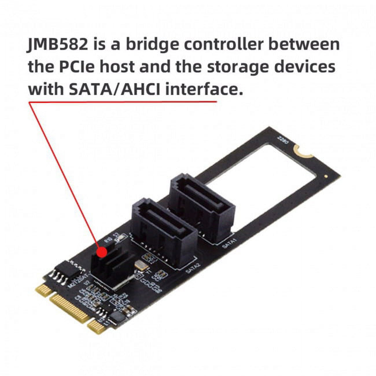 JSER NGFF Key B+M PCI Express to SATA 3.0 6Gbps Dual Ports Vertical ...