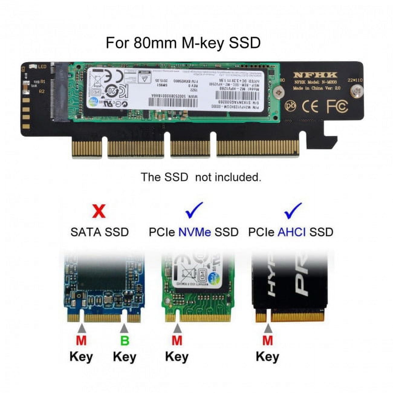 JSER NGFF M.2 M-key NVME AHCI SSD to PCI-E 3.0 16x 4x Adapter for 110mm 80mm SSD - Walmart.com