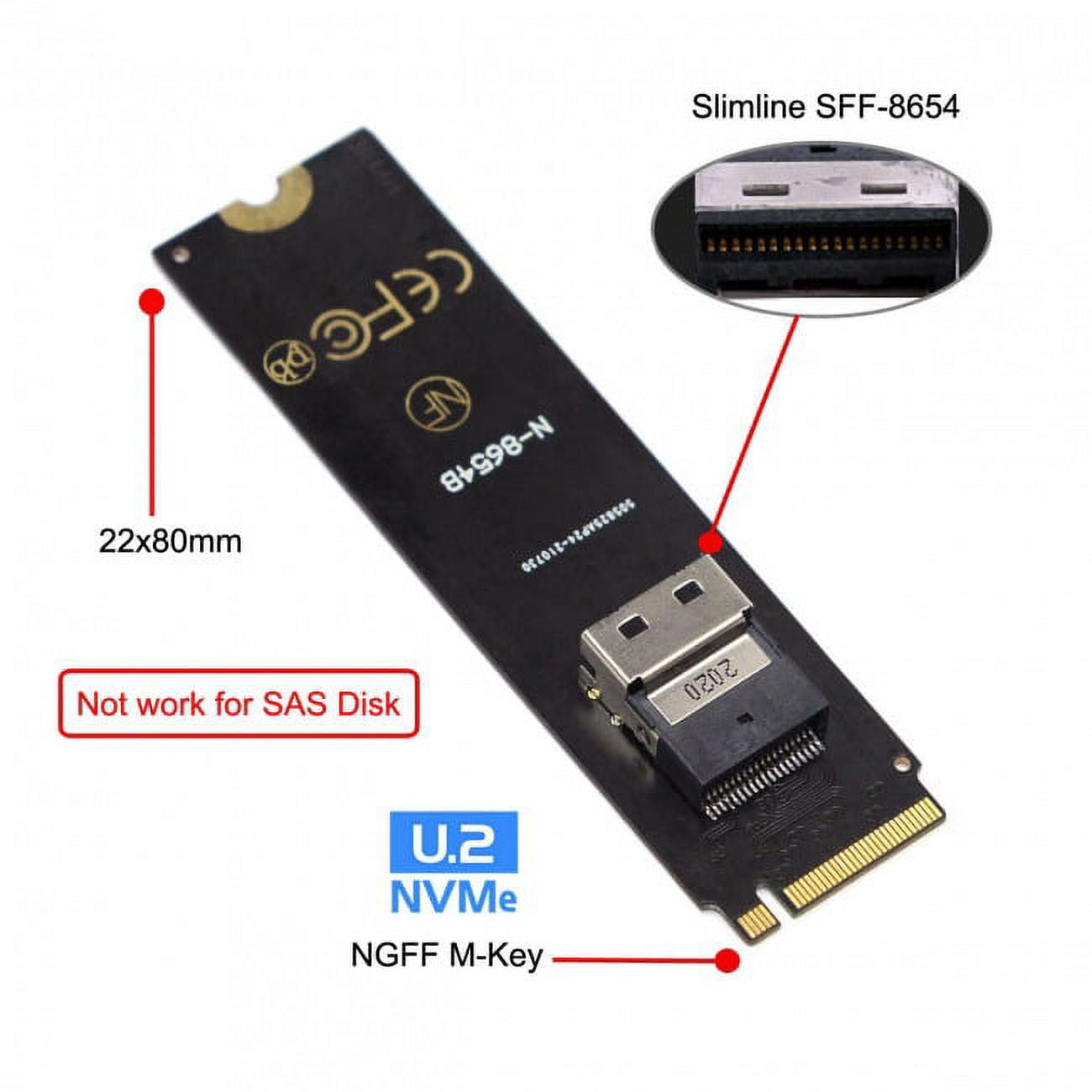 JSER NGFF M-Key NVME to SFF-8654 Slimline SAS Card Adapter and U.2 U2 ...
