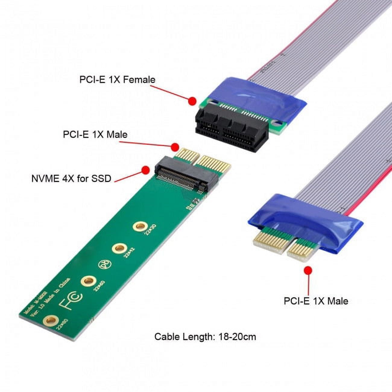 JSER NGFF M-key NVME AHCI SSD to PCI-E 3.0 1x x1 Vertical Adapter with ...
