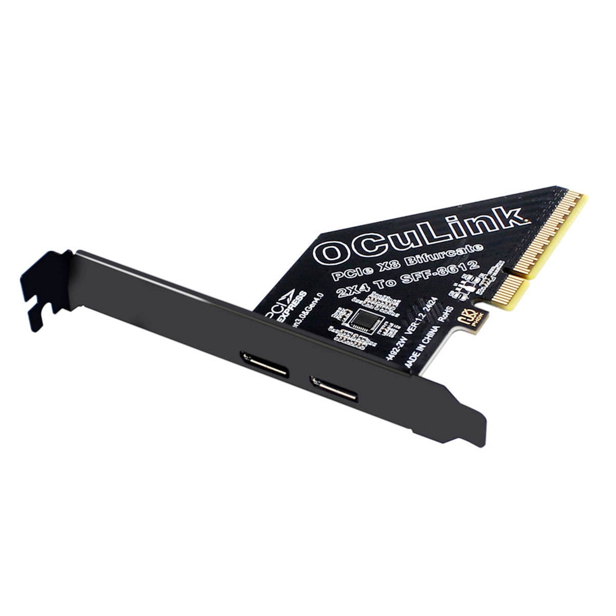 JSER PCI-Express 4.0 PCIE 8x Detachable to Dual Oculink SFF-8612 SFF-8611 VROC Raid0 Adapter for ...