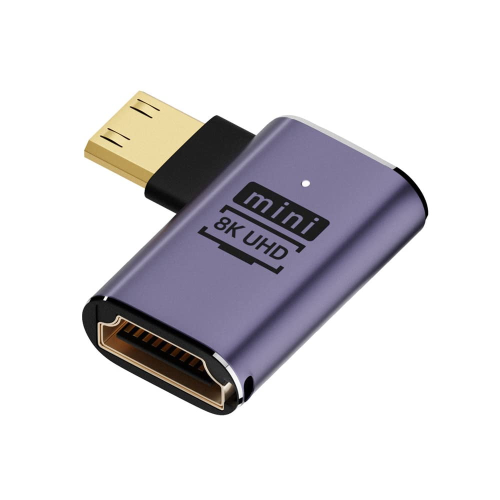 JSER Right Angled Mini HDMI Male to HDMI 2.1 Female UHD Extension Gold ...