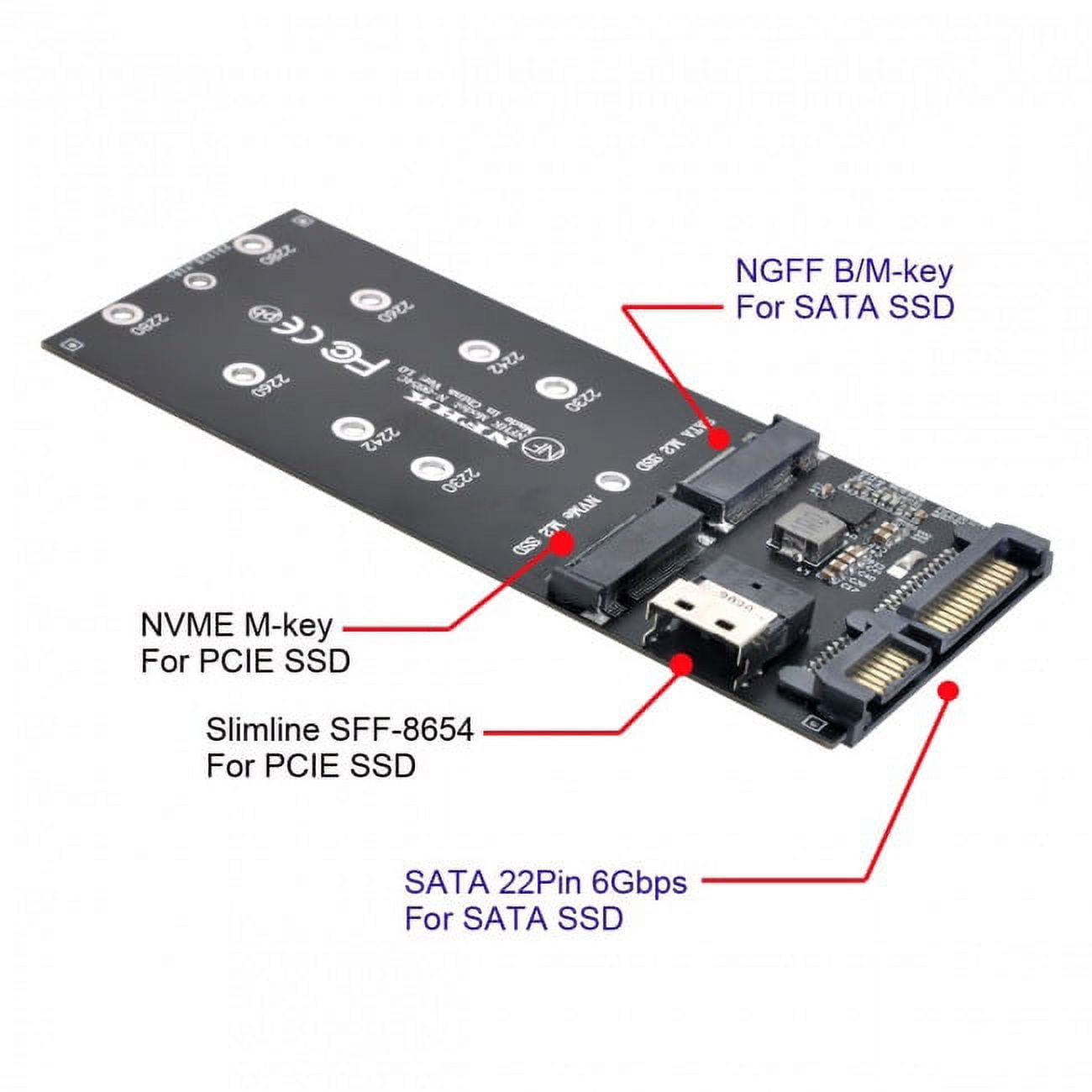 JSER SFF-8654 Cable Card U2 Kit NGFF M-Key to Slimline SAS NVME PCIe ...