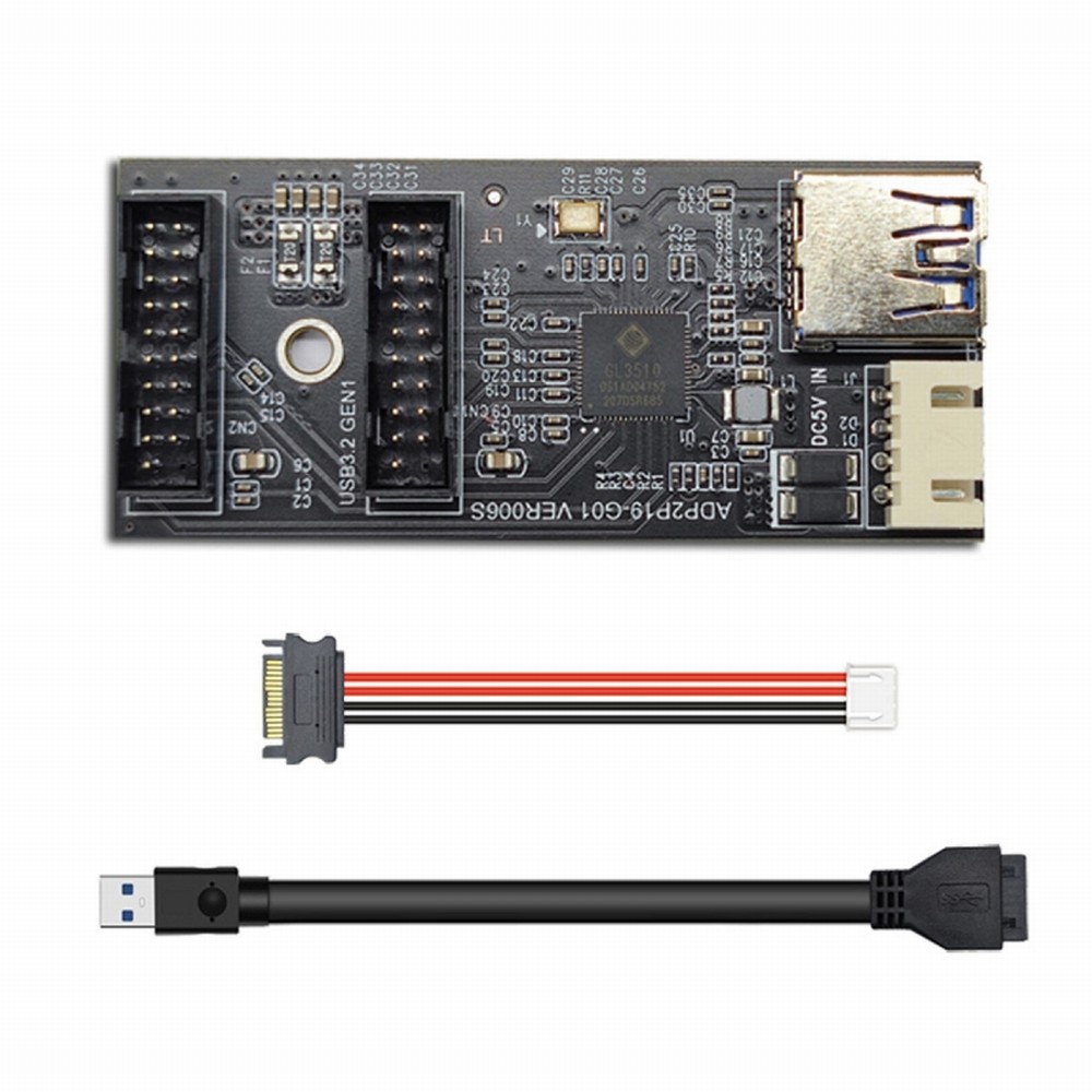 JSER Single 19/20Pin Header to USB 3.0 19/20Pin Dual Ports Female PCBA ...