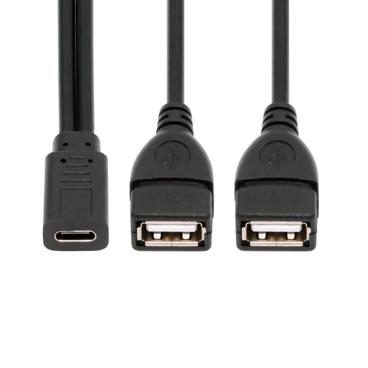 JSER Type-C USB-C Female DC 5V to Dual USB 2.0 Standard Type-A Female ...