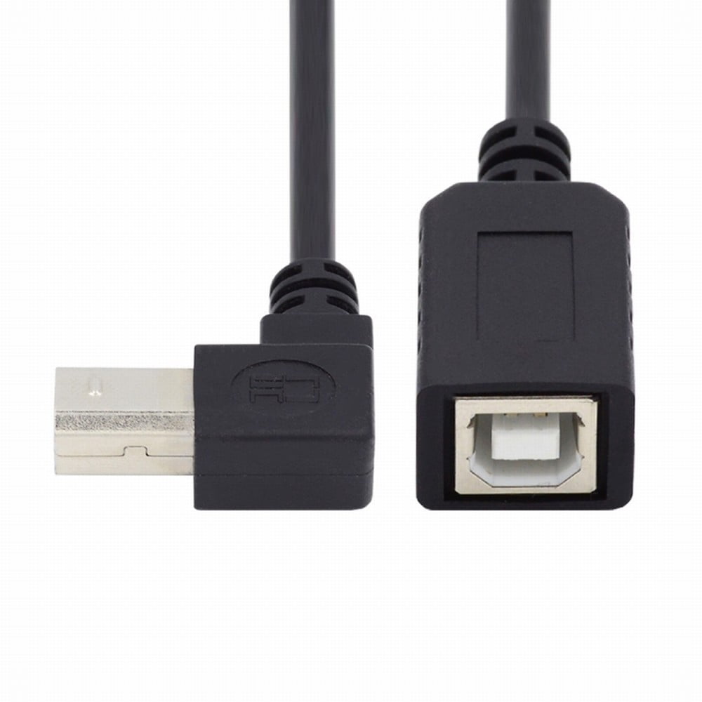 JSER USB 2.0 B Type Male to Female Extension Cable Up Angled 90 Degree ...