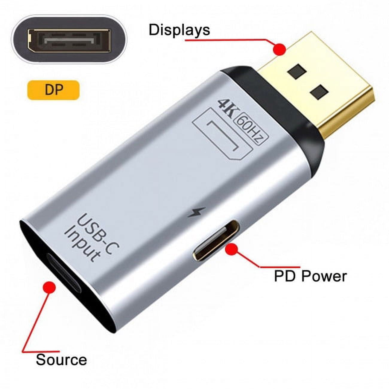 JSER USB-C Type C Female Source to Displayport DP Sink HDTV PD Power ...