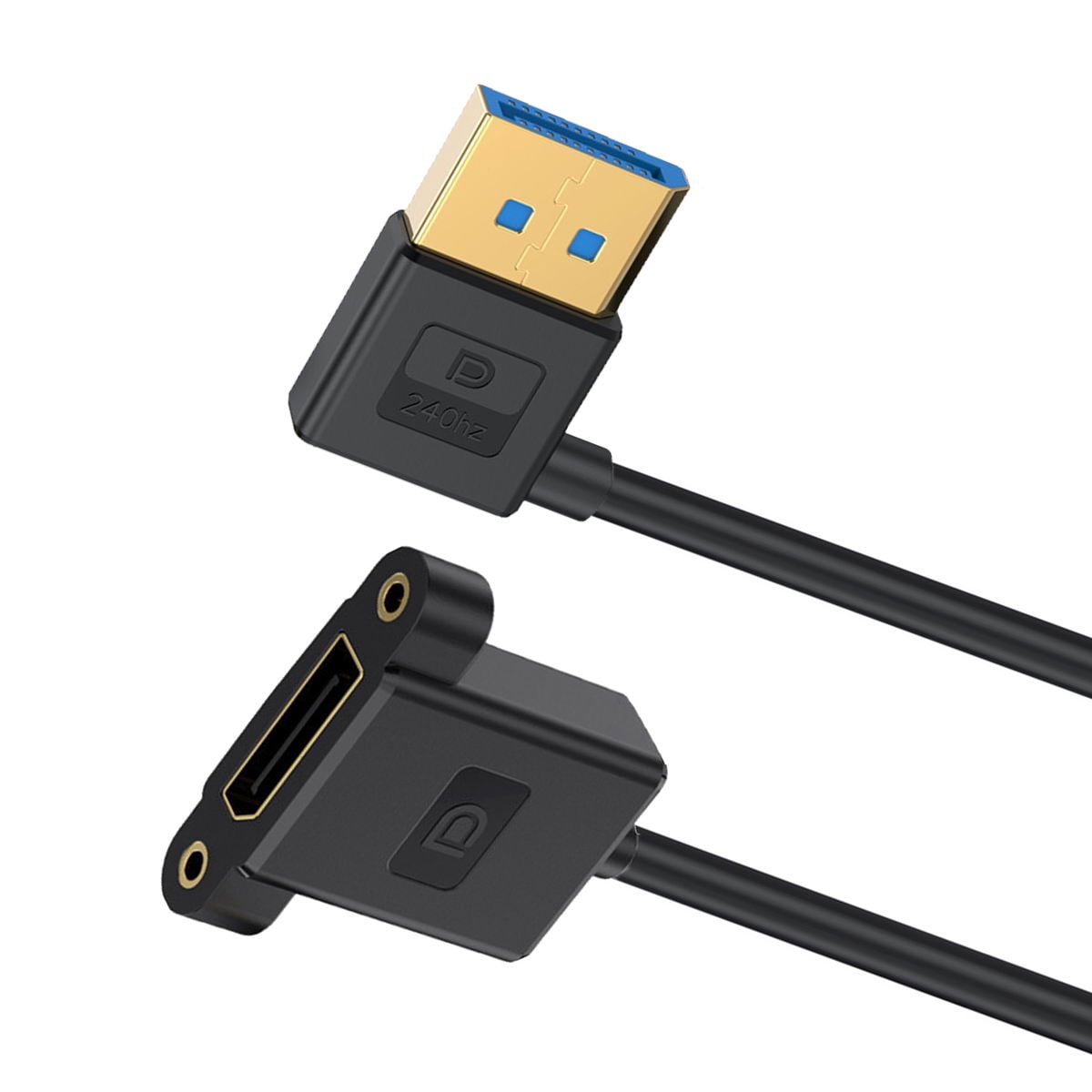 JSER Ultrafine Left Angled DisplayPort 1.4 DP Male to Female Extension ...