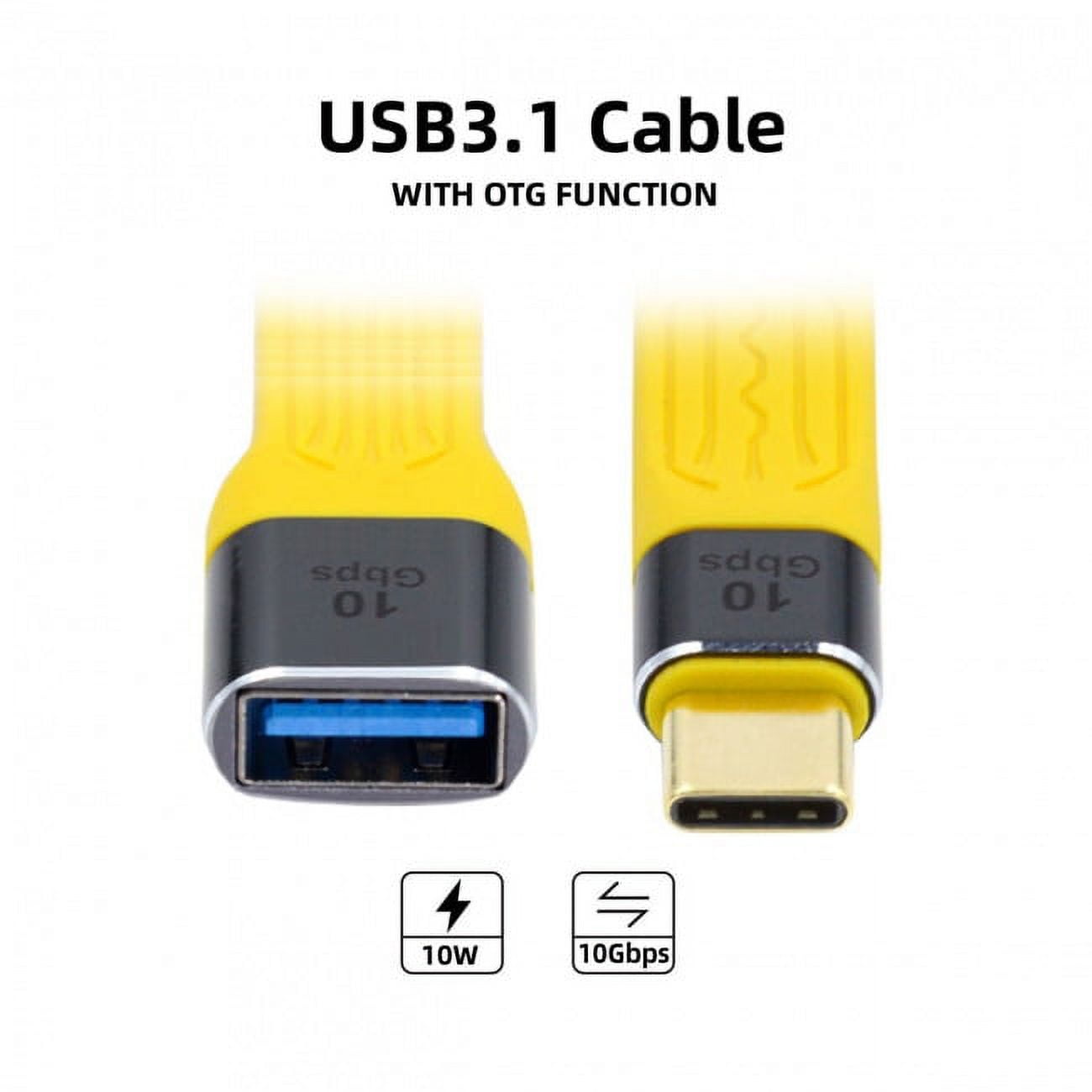JSER Yellow USB 3.1 Type C Male Host to USB3.0 Type A Female OTG Flat ...