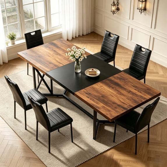 JSFHNTG 78 '' Modern Farmhouse Dining Table for 6-8, Large Rectangle ...