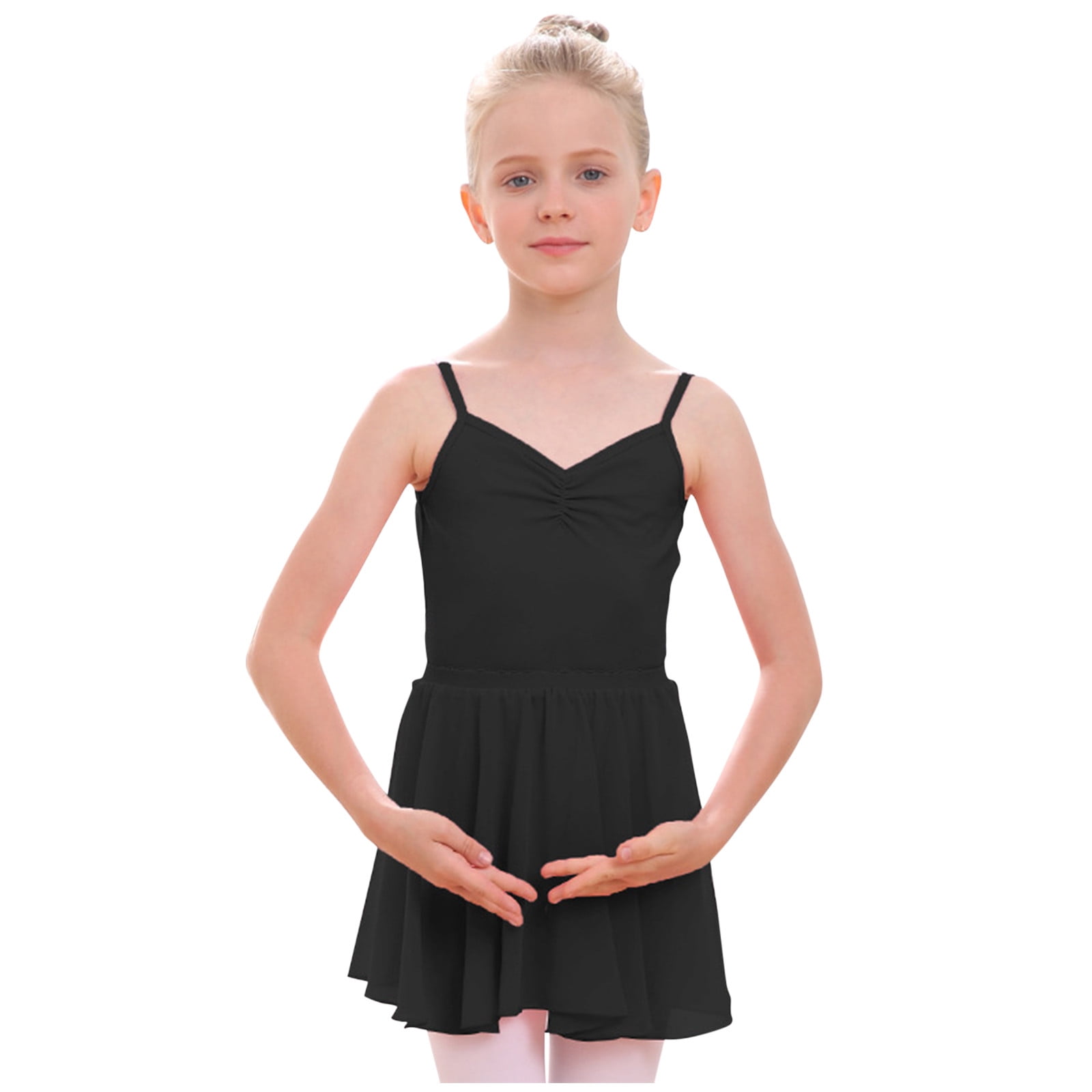JSGEK 8-9 Years Kids Girls Regular Fit Dress Comfort Solid Color Dance ...