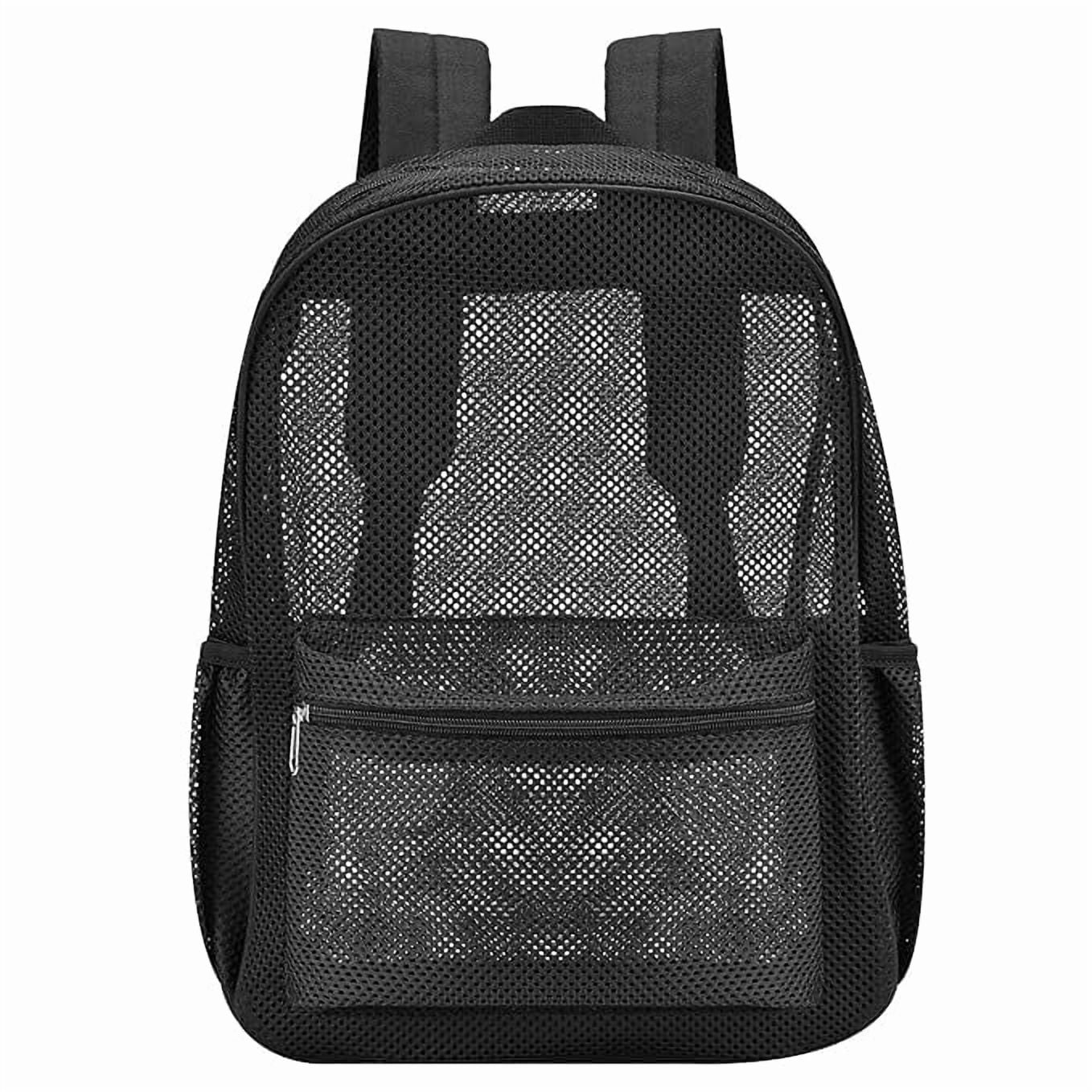 "JSGEK Heavy Duty Mesh Backpack, Semi-Transparent Nylon Bookbag, 16.9 ...