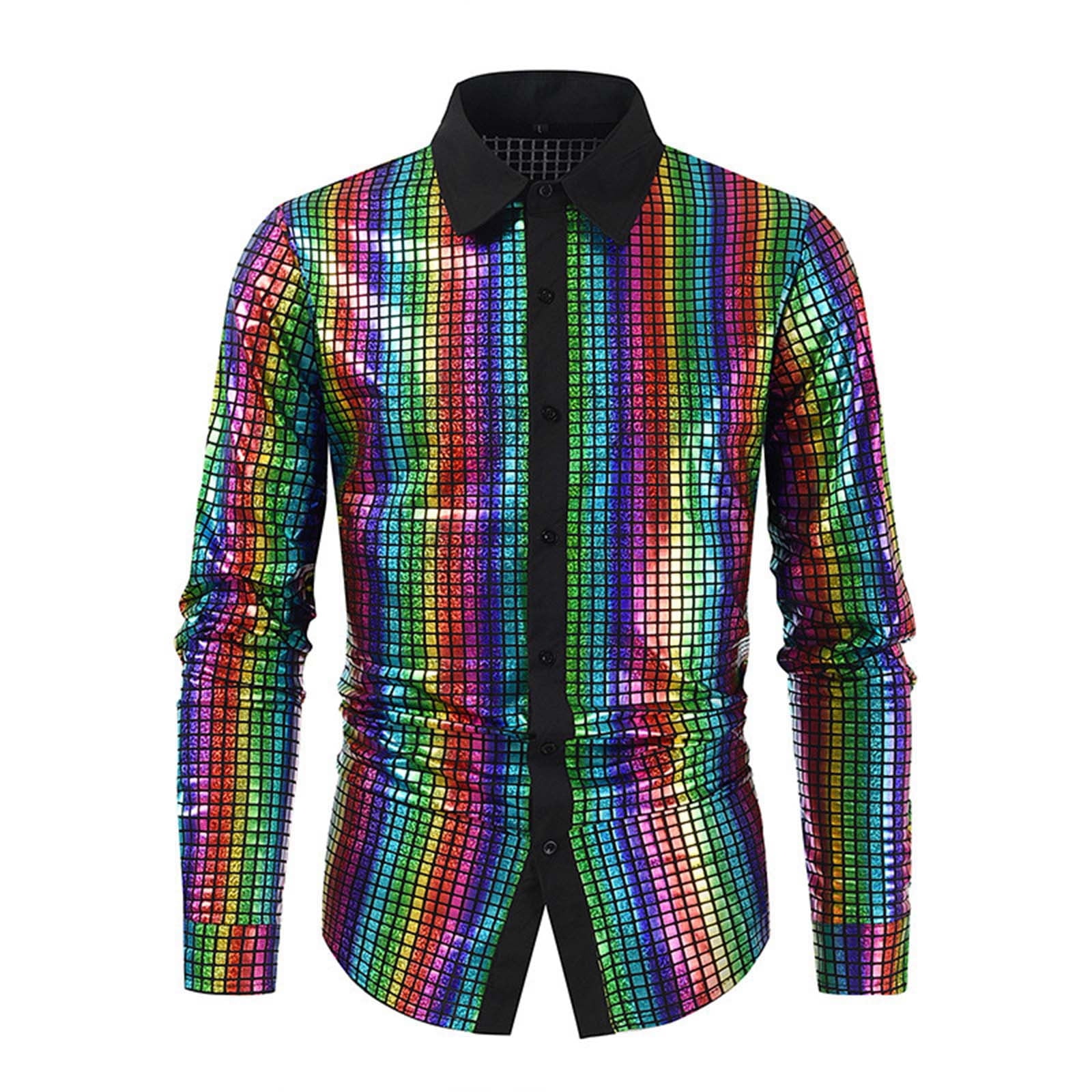 JSGEK Men's Buttton Down Shirts Long Sleeve Shirts Comfort Night Club ...