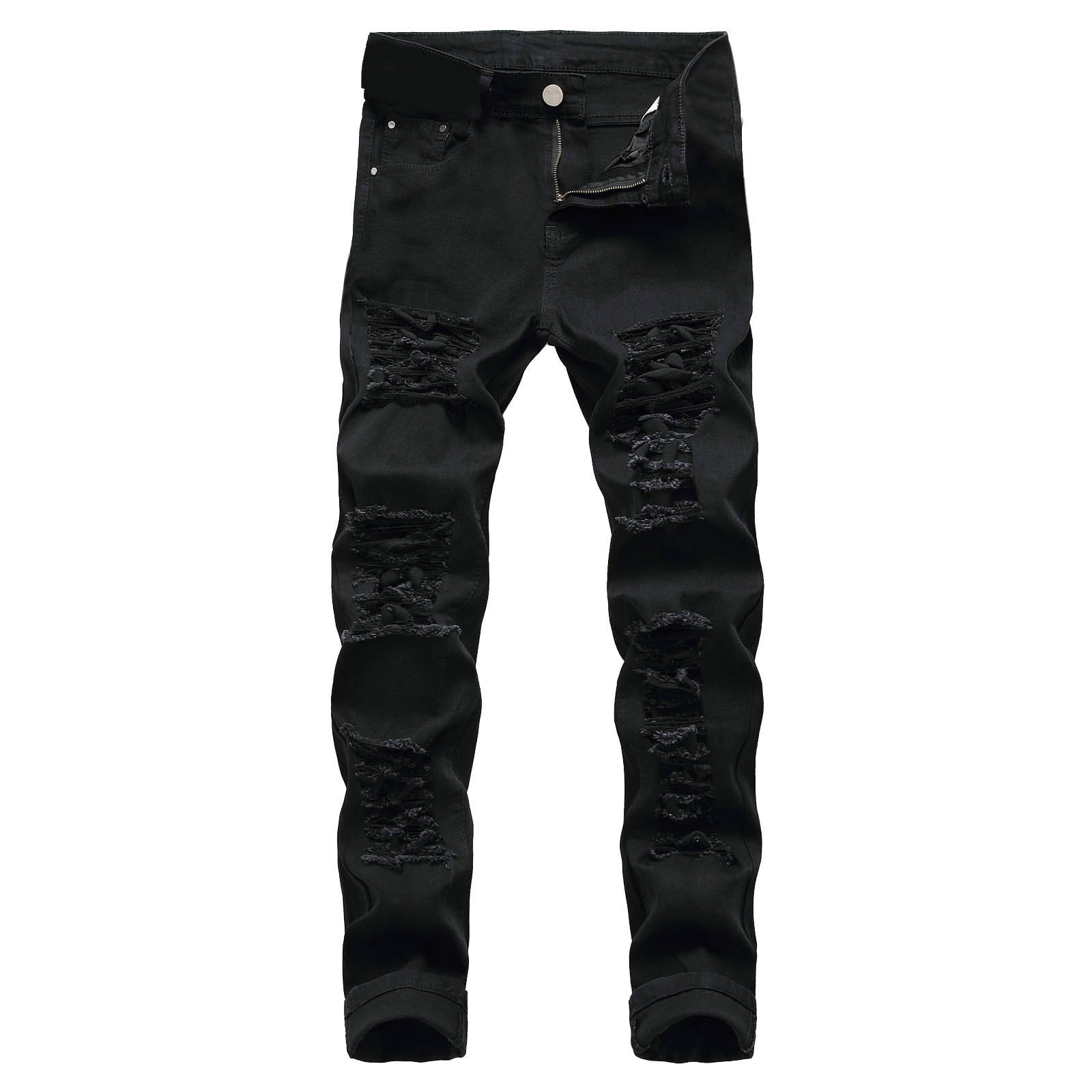 JSGEK Men's Cargo Sweatpants Ripped Jeans for Men Distressed Destroyed ...
