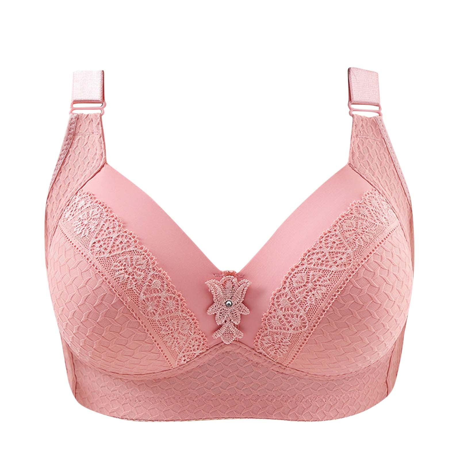 Jsgek Plus Size Bra Without Steel Ring Gathering Bra Sexy Regular Fit