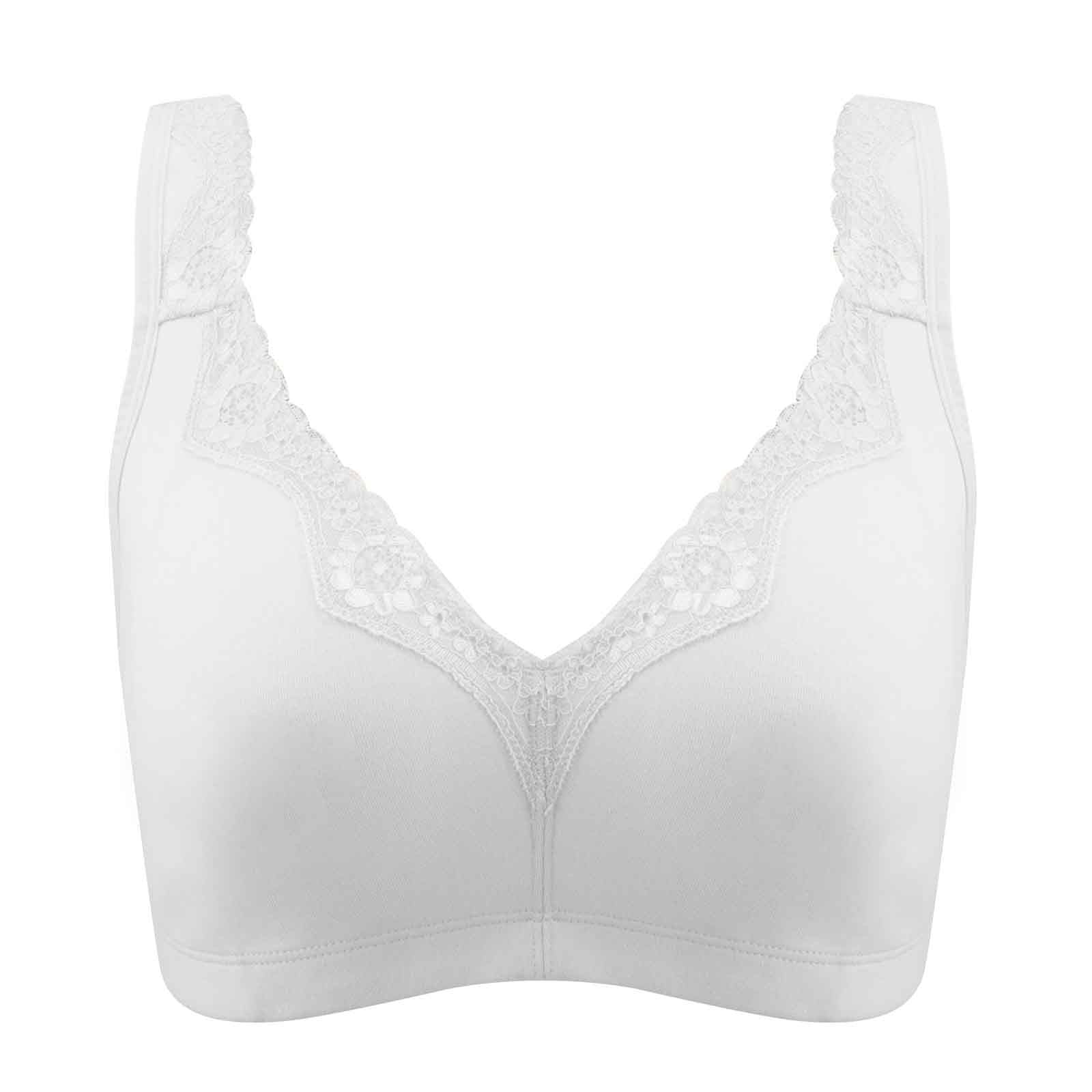 Jsgek Soft Plus Size Bra Wirefree Comfort Breathable Plunge Without Steel Ring Gathering Bra