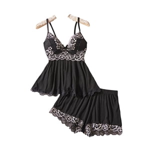 Satin Pajamas for Women, PUTUO Womens Lingerie Floral Lace Trim Cami ...