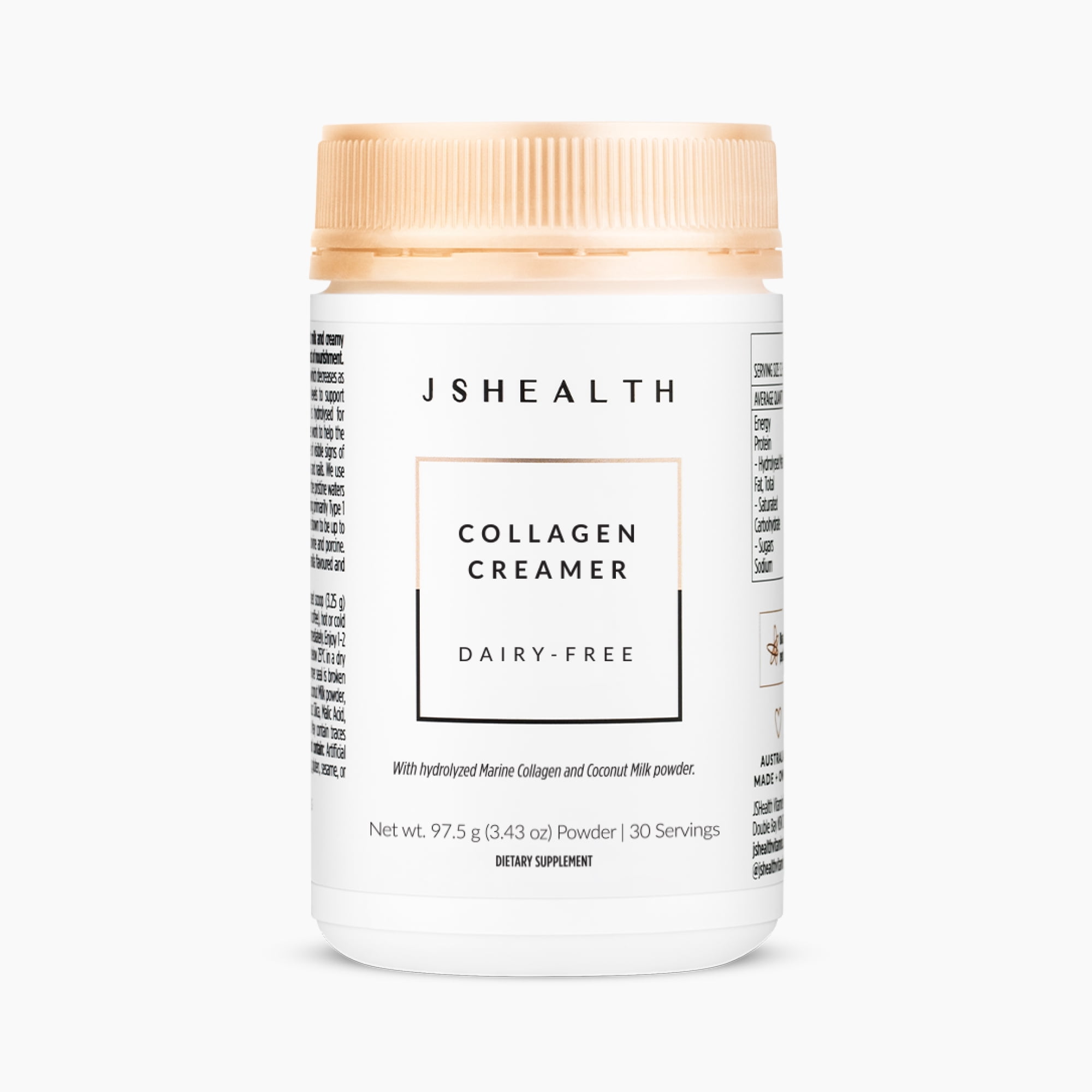 JSHealth Vanilla Dairy Free Healthy Coffee Creamer with Marine Collagen ...