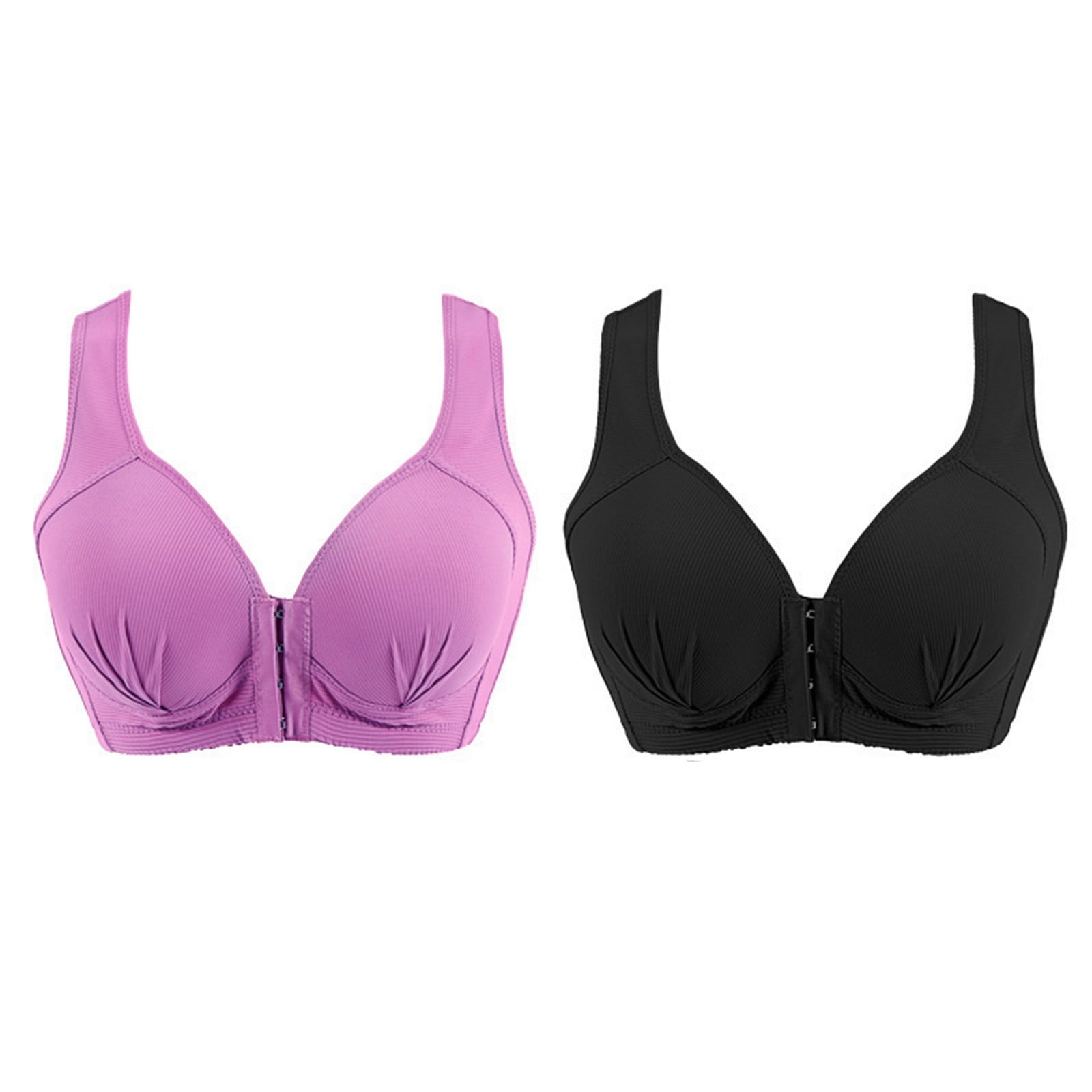 JSKUMAR 2 Pack Women Buttons Front Closure Bras Seamless Comfort ...